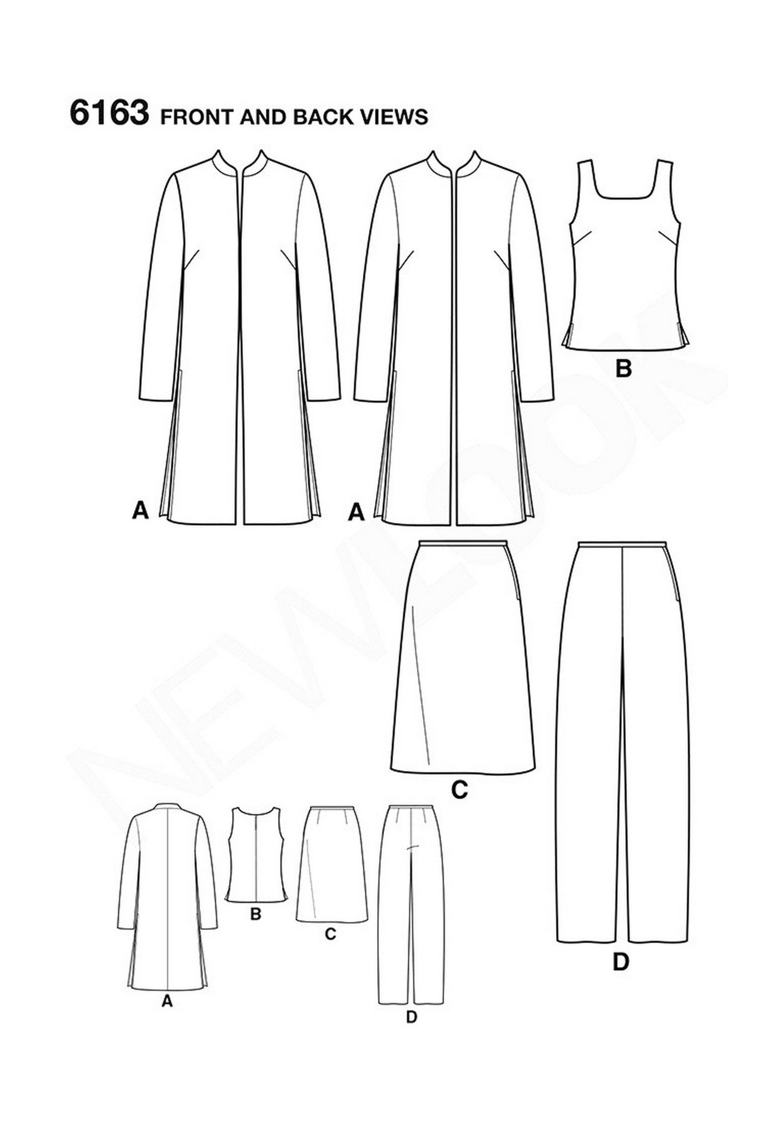 New Look 6163 Sewing Pattern for Misses Separates Long Length Jacket ...