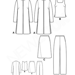 New Look 6163 Sewing Pattern for Misses Separates Long Length Jacket ...