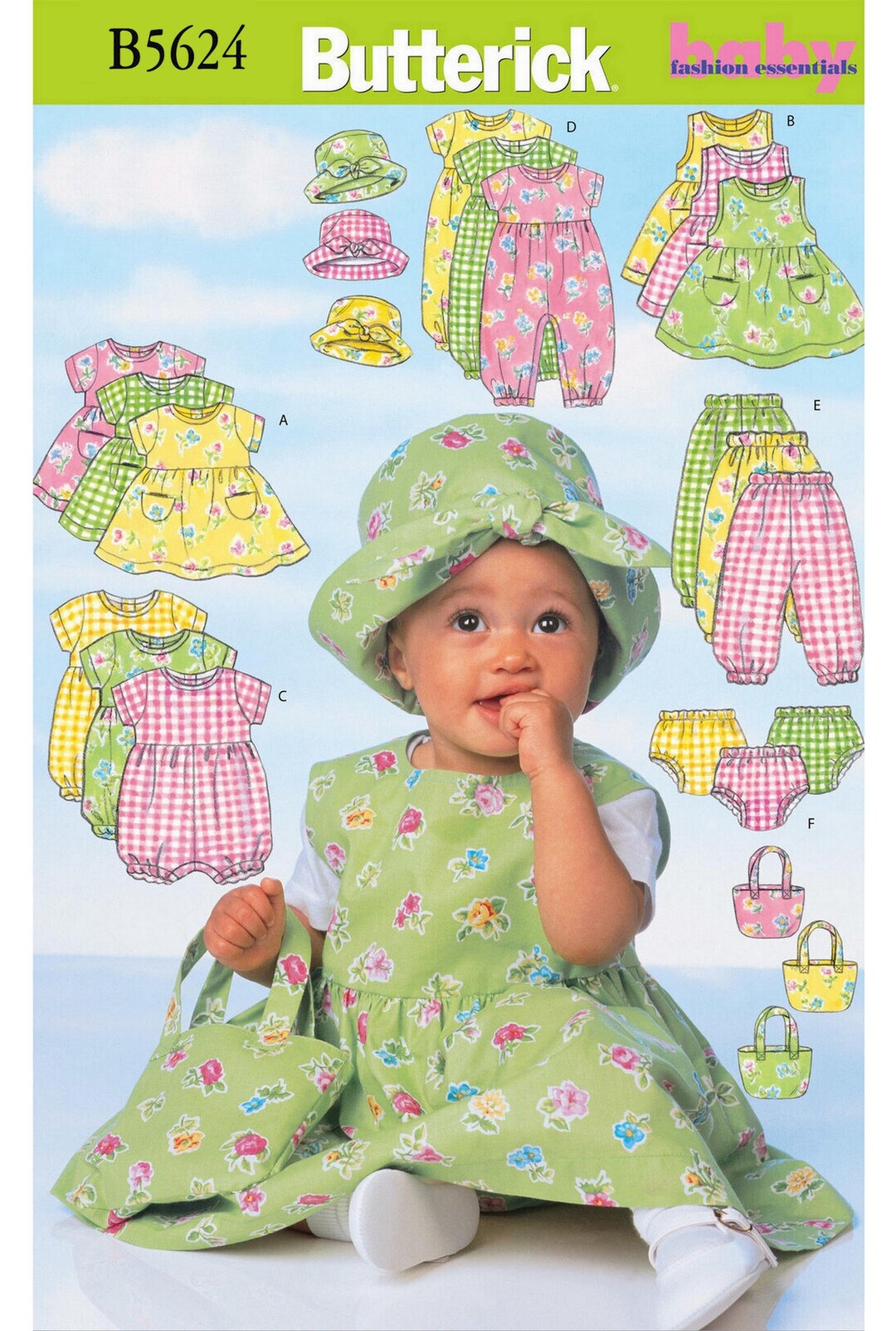 Butterick B5624 Sewing Pattern for Infants Dress Jumper Romper Jumpsuit ...