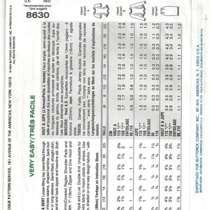Vogue 8630 Sewing Pattern Misses Very Easy Vintage 90s Shaped Hemline ...
