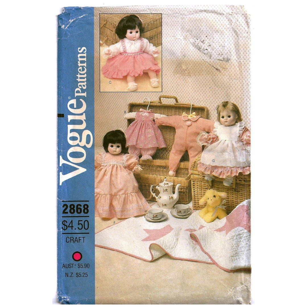 Vogue 2868 Sewing Pattern Wardrobe for Small and Large Baby Dolls Smock ...