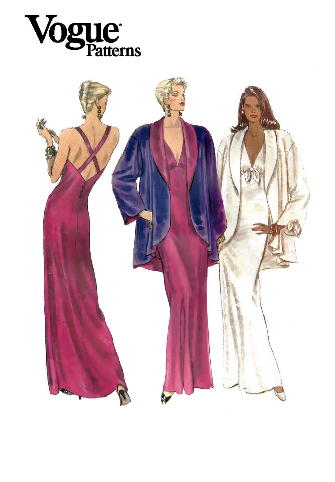 Vogue 7925 Sewing Pattern Misses Vintage 90s Loose Fitting Lined Shawl ...