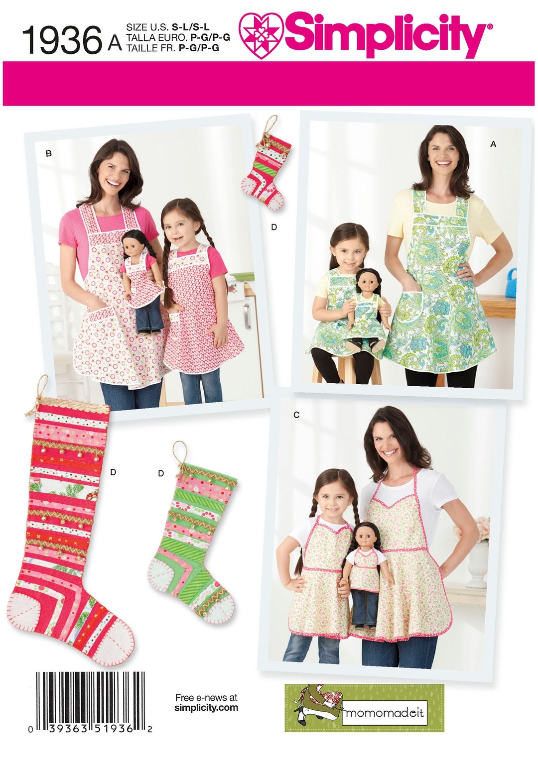 Simplicity 1936 Sewing Pattern Misses and Childs Aprons and Aprons for ...