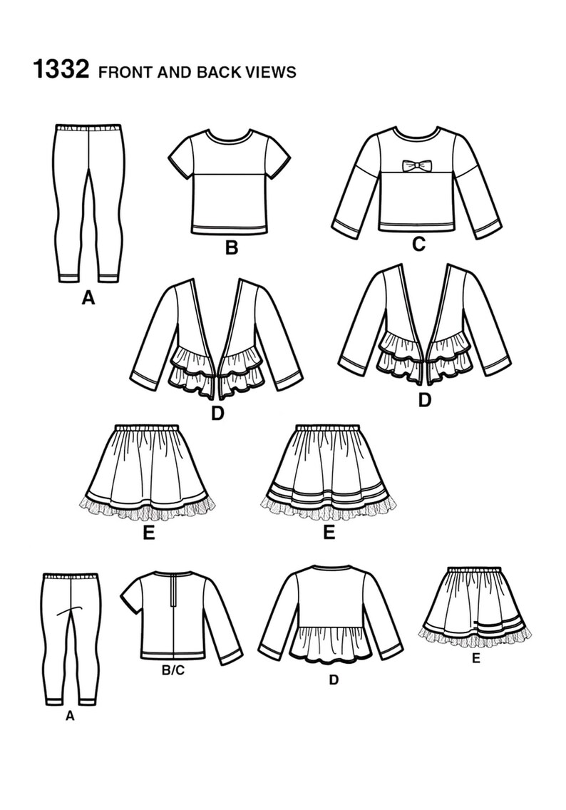 Simplicity 1332 Sewing Pattern for Childs Skirt and Knit - Etsy
