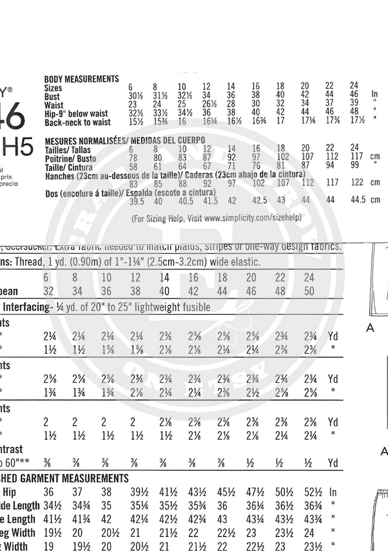 Simplicity S9146 Sewing Pattern Misses Pull-on Pants With Side - Etsy