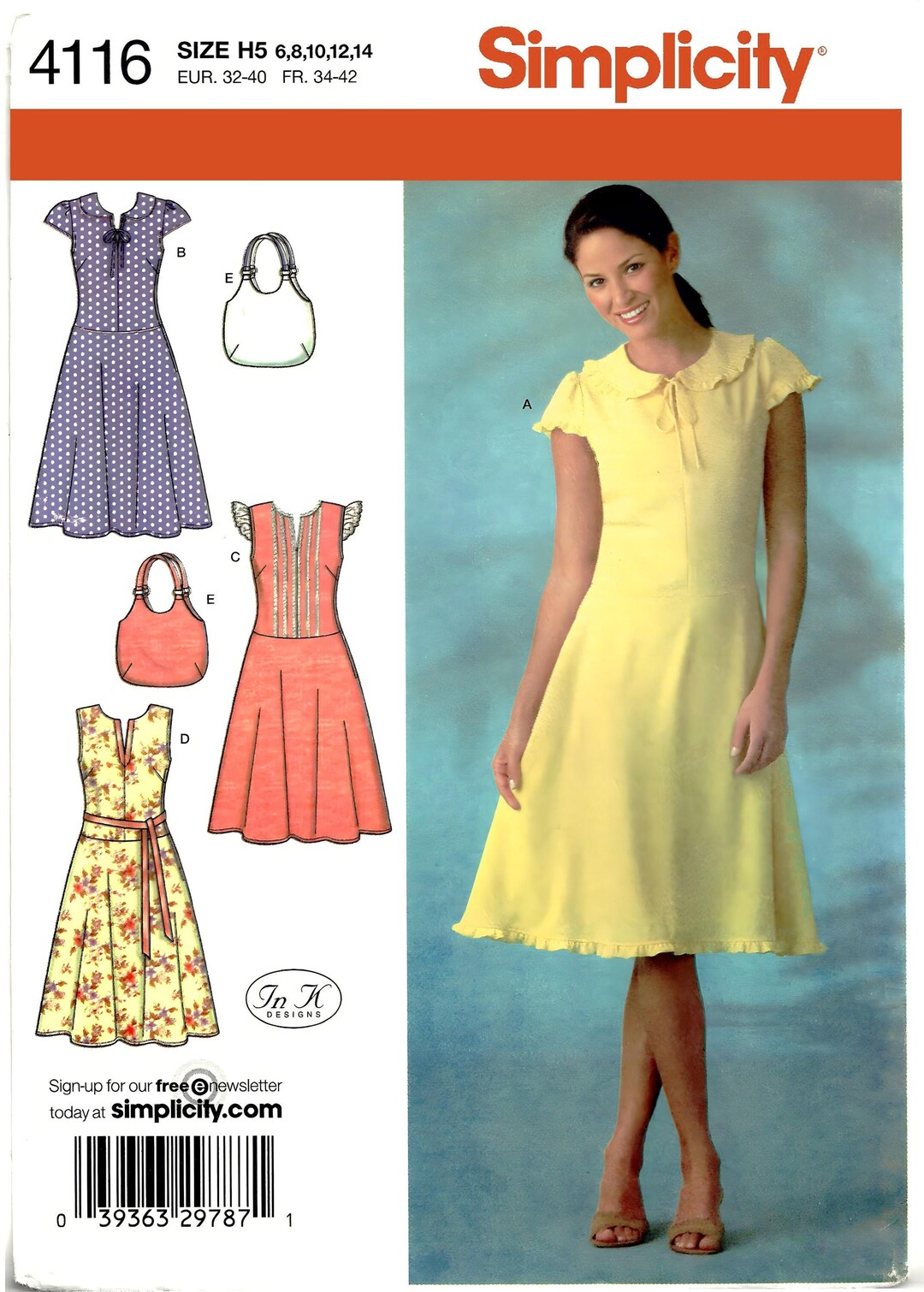 Simplicity 4116 Sewing Pattern Misses Dress With Trim Variations and ...