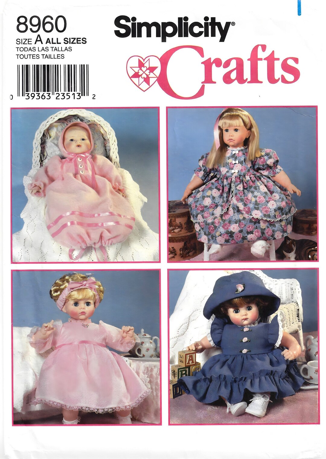 Simplicity 8960 Sewing Pattern Design Your Own Doll Clothes Dresses Hat ...