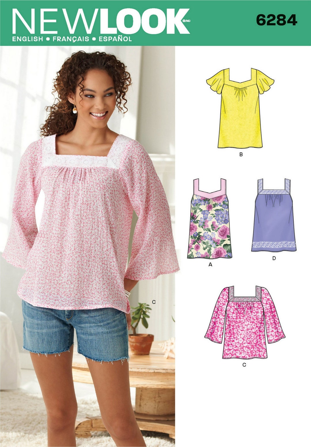New Look 6284 Sewing Pattern Misses Pullover Top in Two Lengths With ...