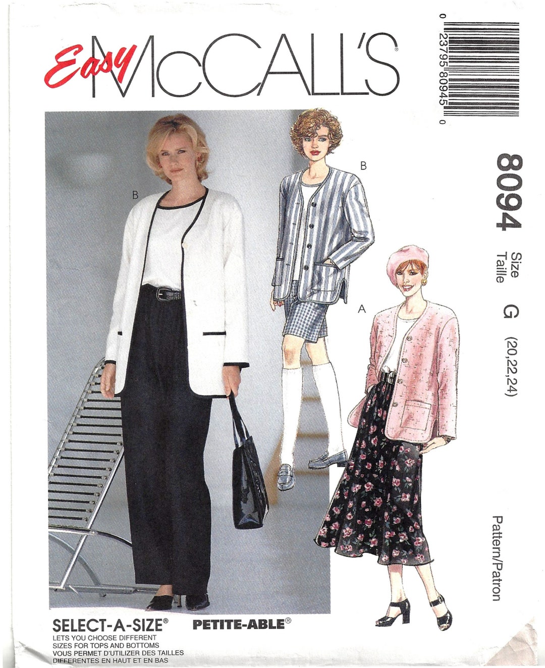 Mccalls 8094 Sewing Pattern Easy Loose Fitting Jacket Short - Etsy