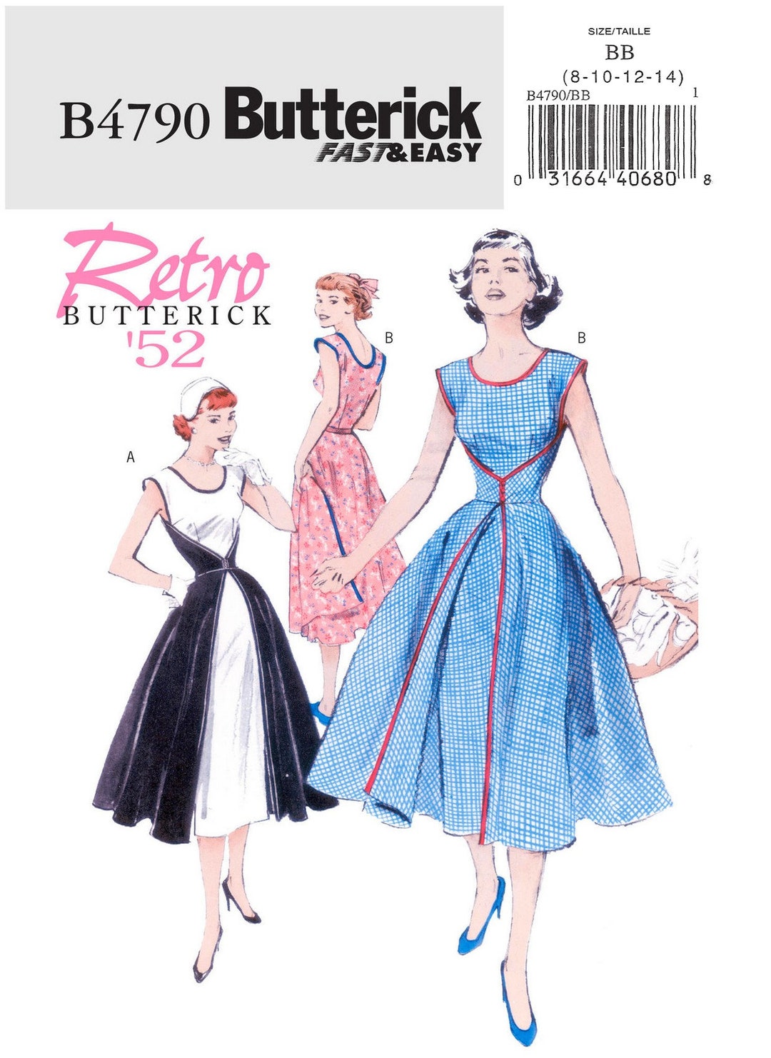 Butterick B4790 Sewing Pattern Misses Retro 50s Very Easy Walk - Etsy
