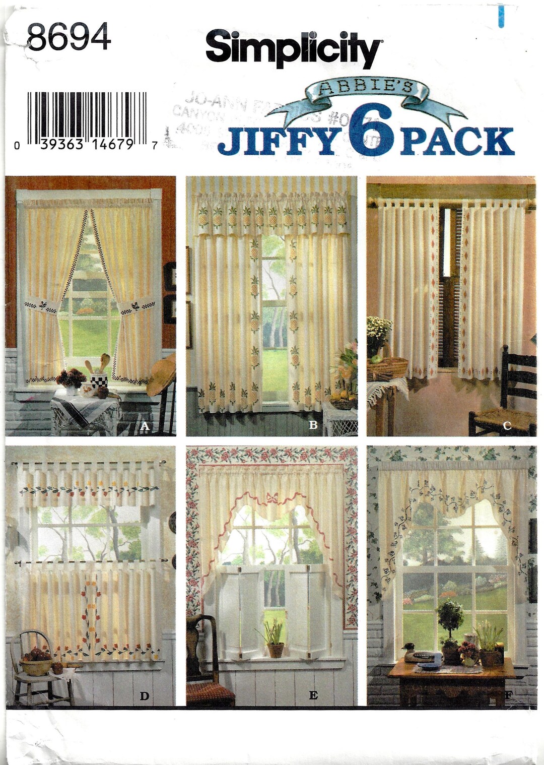 Simplicity 8694 Sewing Pattern for Stenciled Curtains Suitable for ...