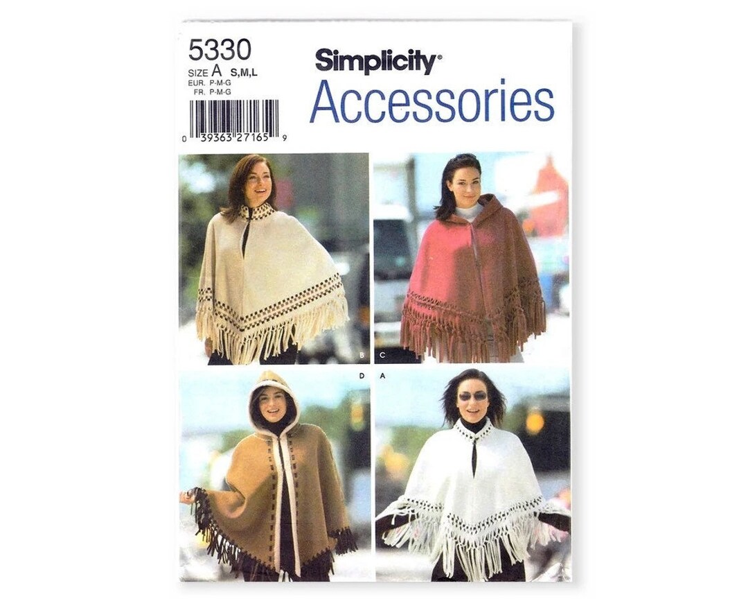 Simplicity 5330 Sewing Pattern Misses Capes and Ponchos Optional Hood ...