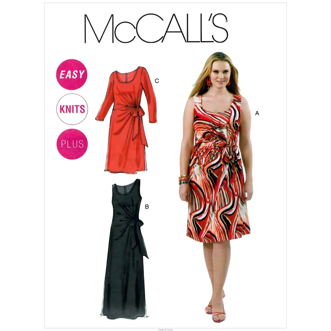 Mccalls M6363 Sewing Pattern Womens Plus Size Pullover Side Tie Knit ...