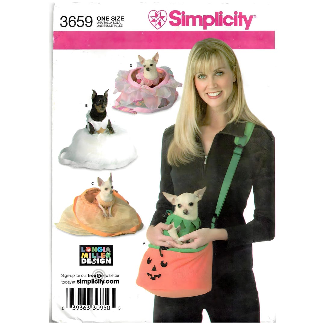 Simplicity 3659 Sewing Pattern for Tea Cup Dog Costumes and Carriers by ...