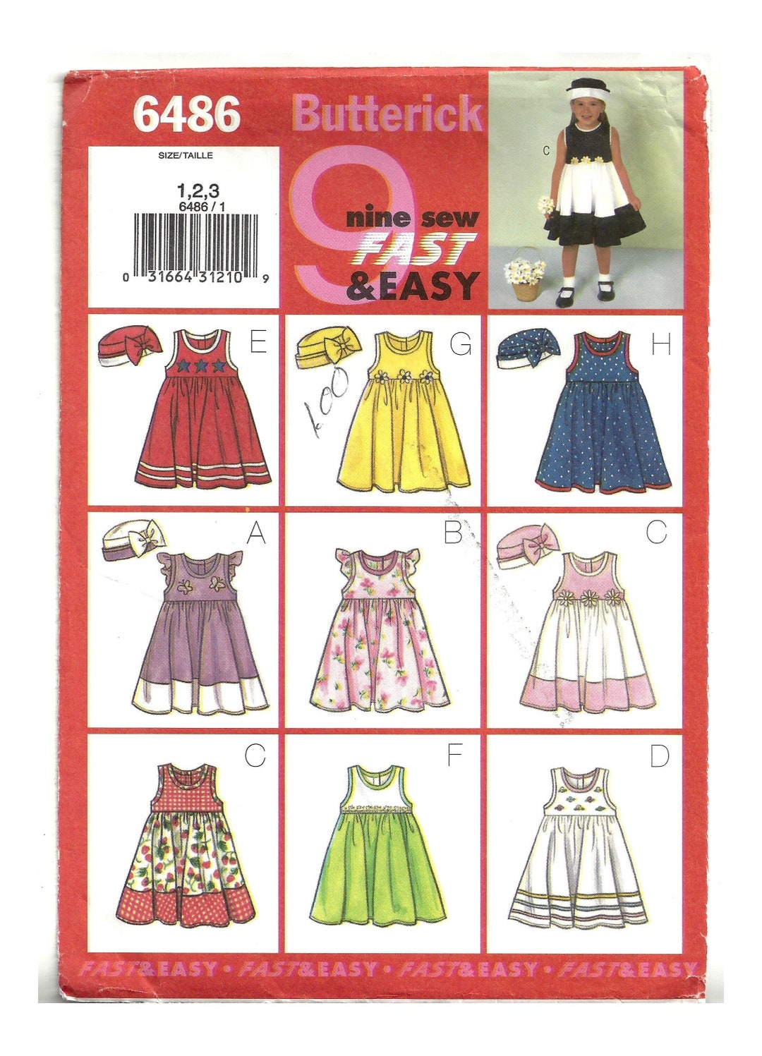 Butterick 6486 Sewing Pattern Toddlers Very Easy Raised Waist Fit and ...