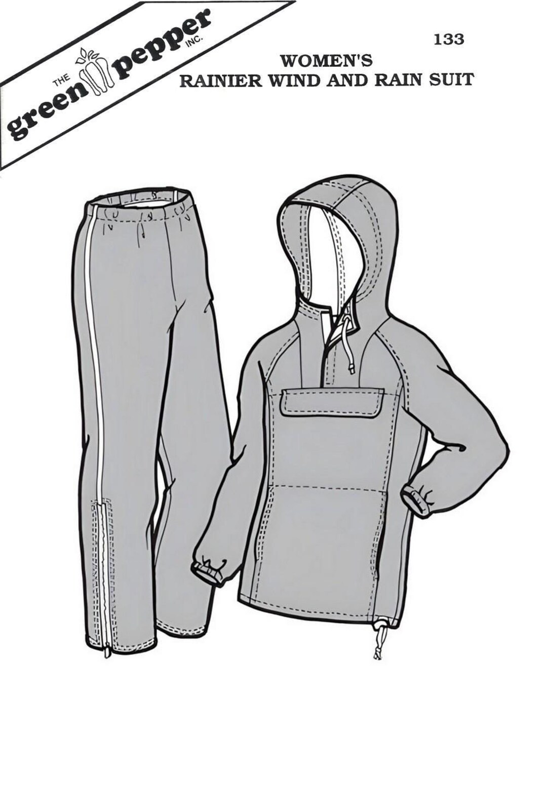 The Green Pepper 133 Sewing Pattern for Womens Rainier Wind and Rain ...