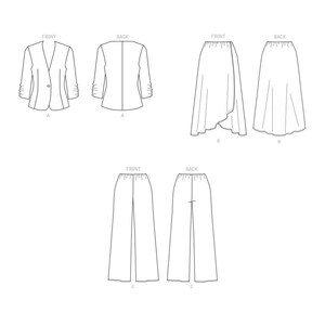 Butterick R11133 B6860 Sewing Pattern 3/4 Sleeve Jacket Faux Wrap Skirt ...