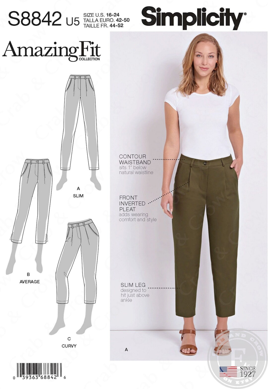Simplicity S8842 Sewing Pattern Misses Amazing Fit Pants in 2 Lengths ...