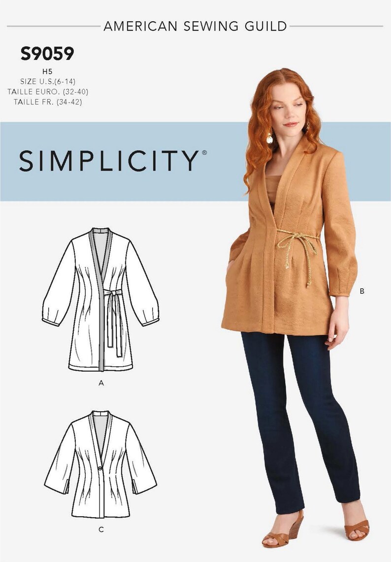 Simplicity S9059 Sewing Pattern Misses Unlined Jacket in Three - Etsy UK