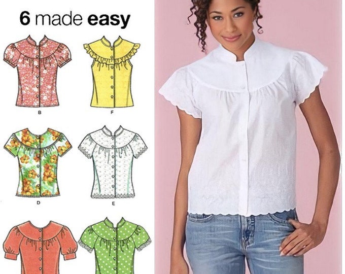 Simplicity 4122 Sewing Pattern Misses Blouse With Sleeve and Trim ...