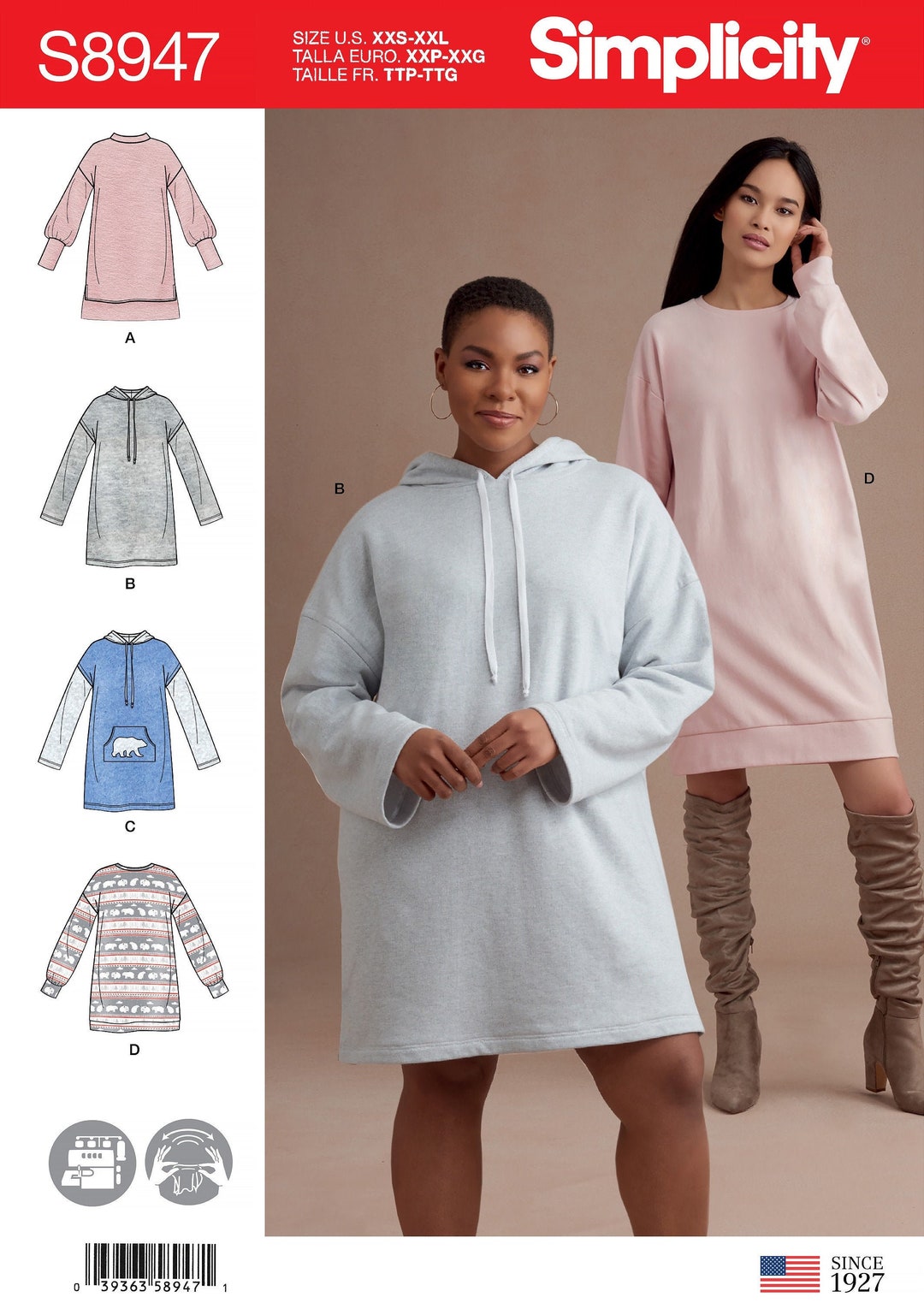 Simplicity S8947 Sewing Pattern Misses Knit Sweatshirt Mini - Etsy
