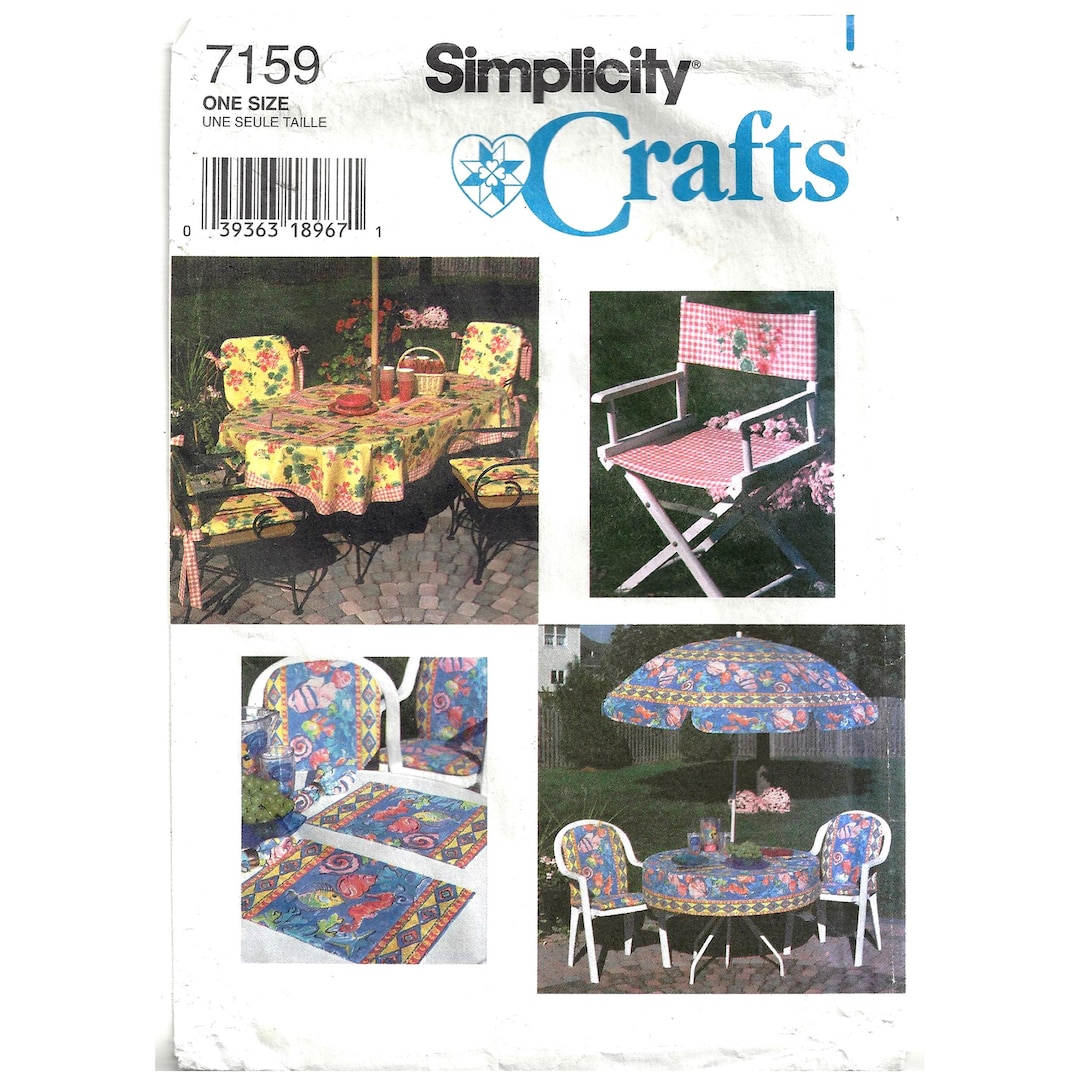 Simplicity 7159 Sewing Pattern for Deck and Patio Accessories Umbrella ...
