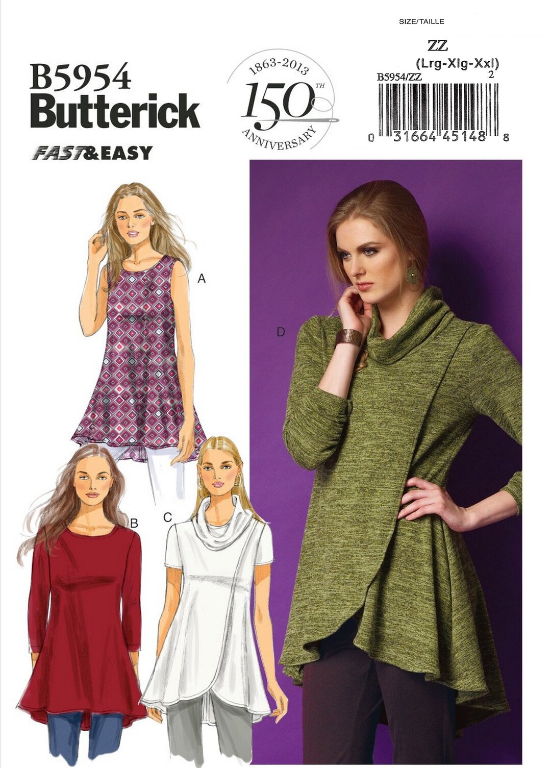 Butterick B5954 Sewing Pattern Misses Very Easy Fit and Flare Knit ...