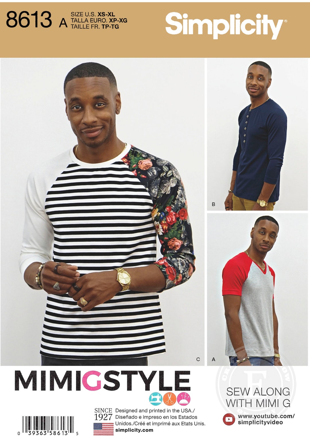 Simplicity 8613 Sewing Pattern for Men's Knit Top by Mimi G Style Sz XS ...