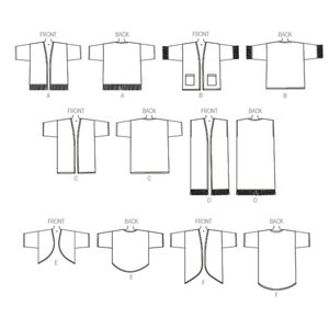 Butterick B6176 Sewing Pattern for Misses Open Front Kimono Jacket Sz ...