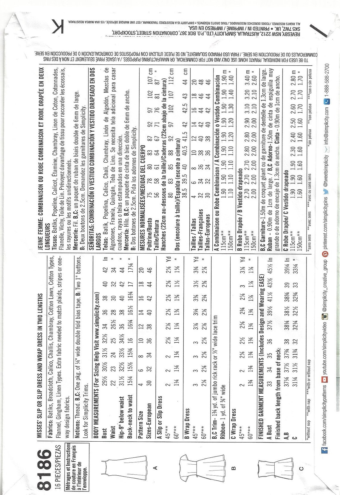 Simplicity 8186 Sewing Pattern for Misses Dottie Angel Frock | Etsy