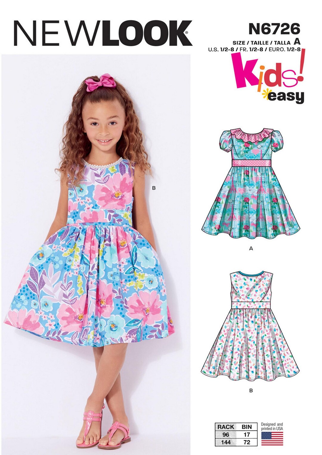 New Look N6726 Sewing Pattern for Toddler and Childrens Easy Dresses Sz ...