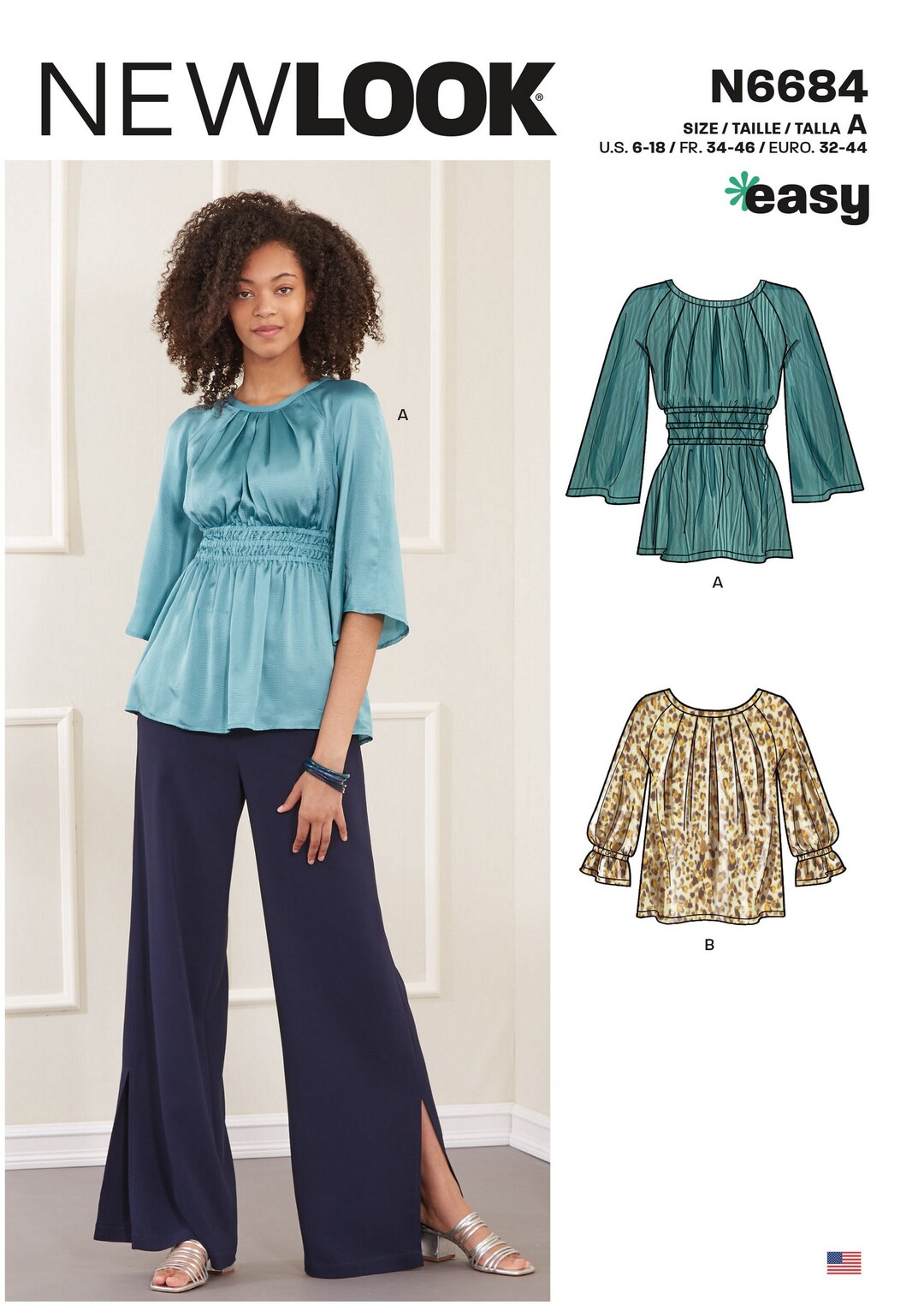 New Look N6684 Sewing Pattern for Misses Raglan Sleeve Tops in Two ...