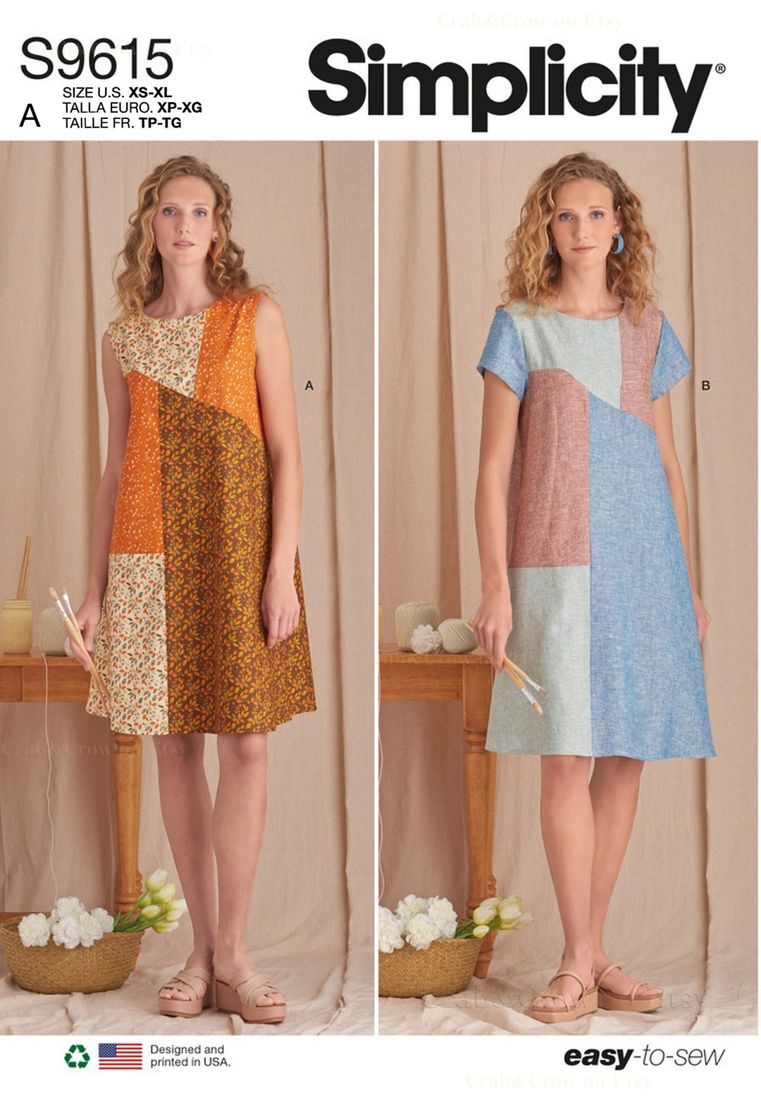 Simplicity S9615 Sewing Pattern Misses Pullover Patchwork Swing Dresses ...