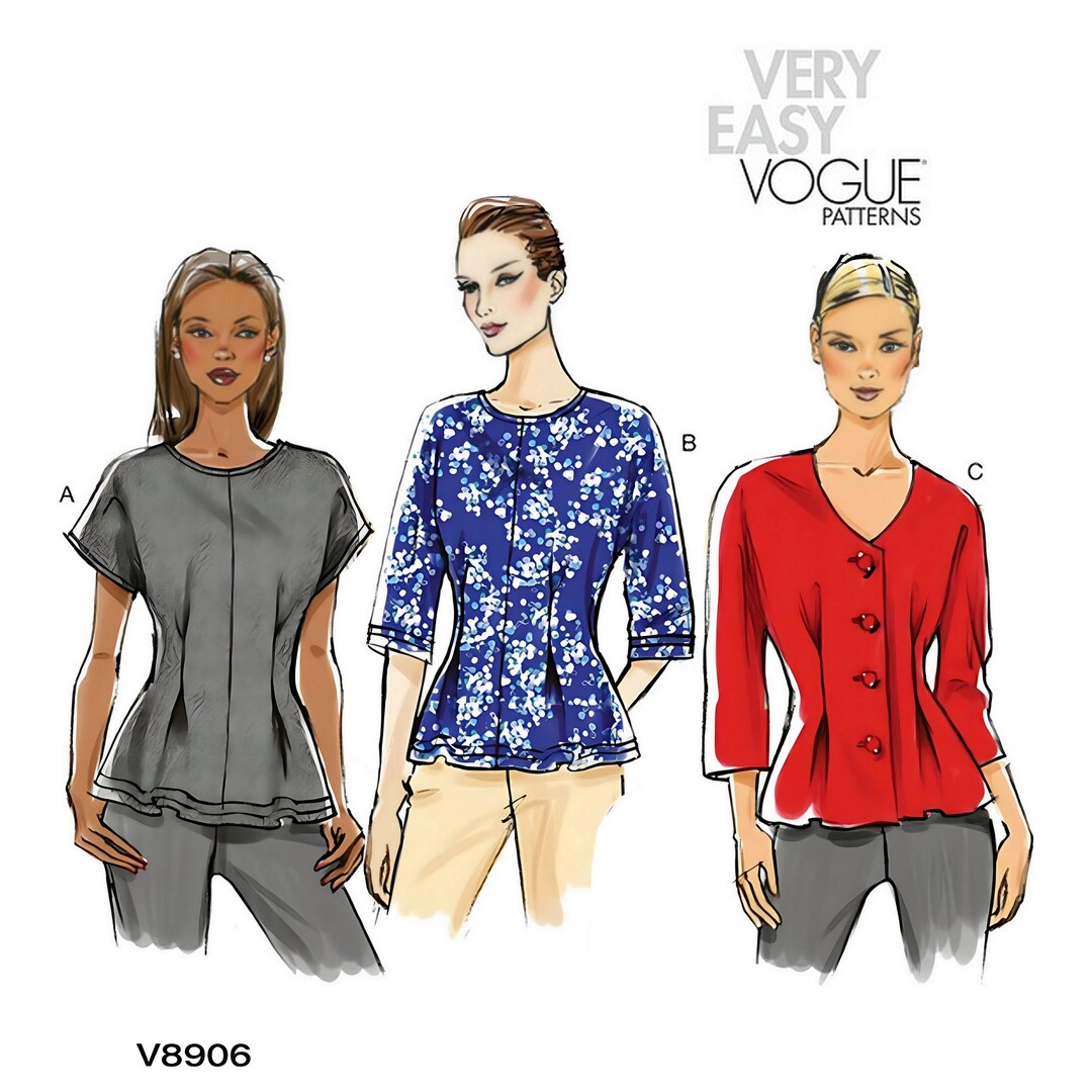 Vogue V8906 Sewing Pattern Misses Very Easy Loose Fitting Pleat Waist ...