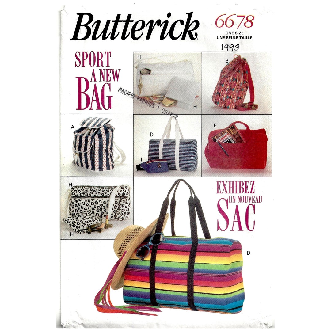 Butterick 6678 Sewing Pattern Sport a New Bag Duffel Tote Briefcase ...