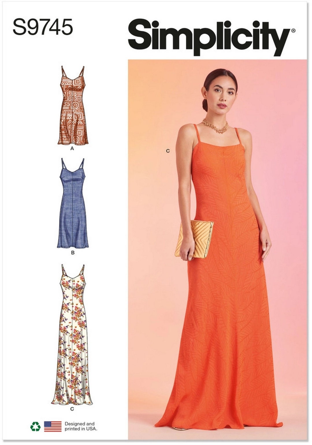 Simplicity S9745 Sewing Pattern Misses Slip Dress in Three Lengths Back ...