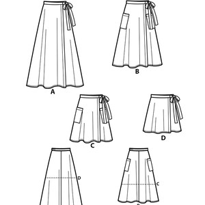 New Look 6456 Sewing Pattern Misses Easy Wrap Skirts in Four Lengths Sz ...