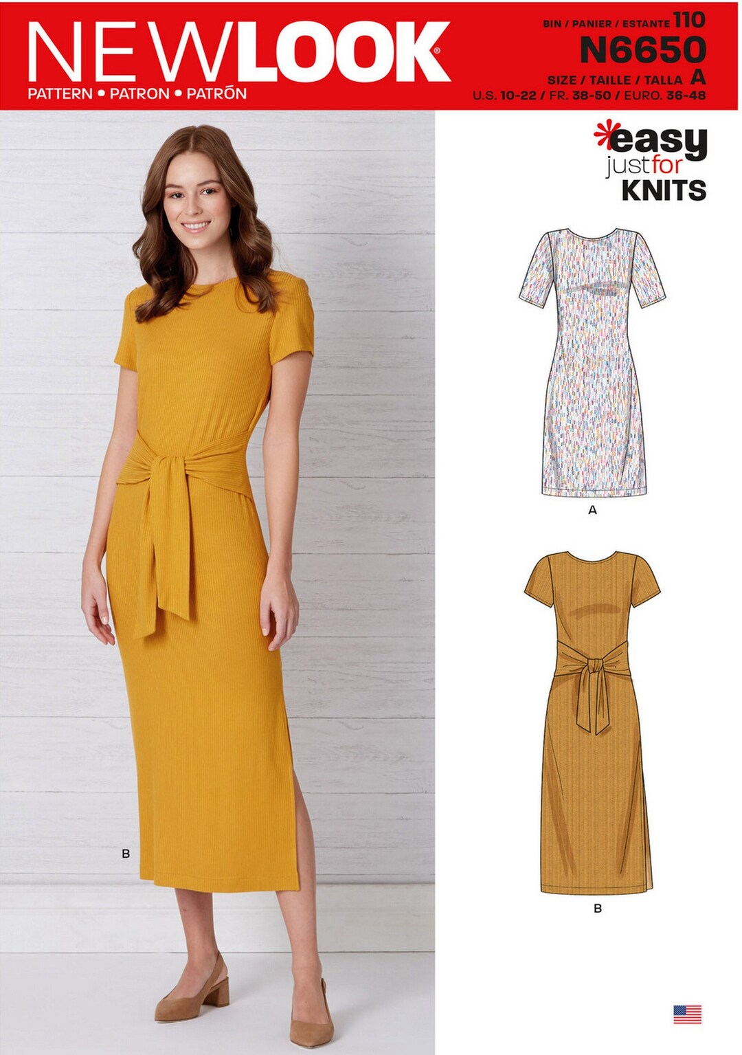 New Look N6650 Sewing Pattern for Misses Knit Dress With Sleeve and ...