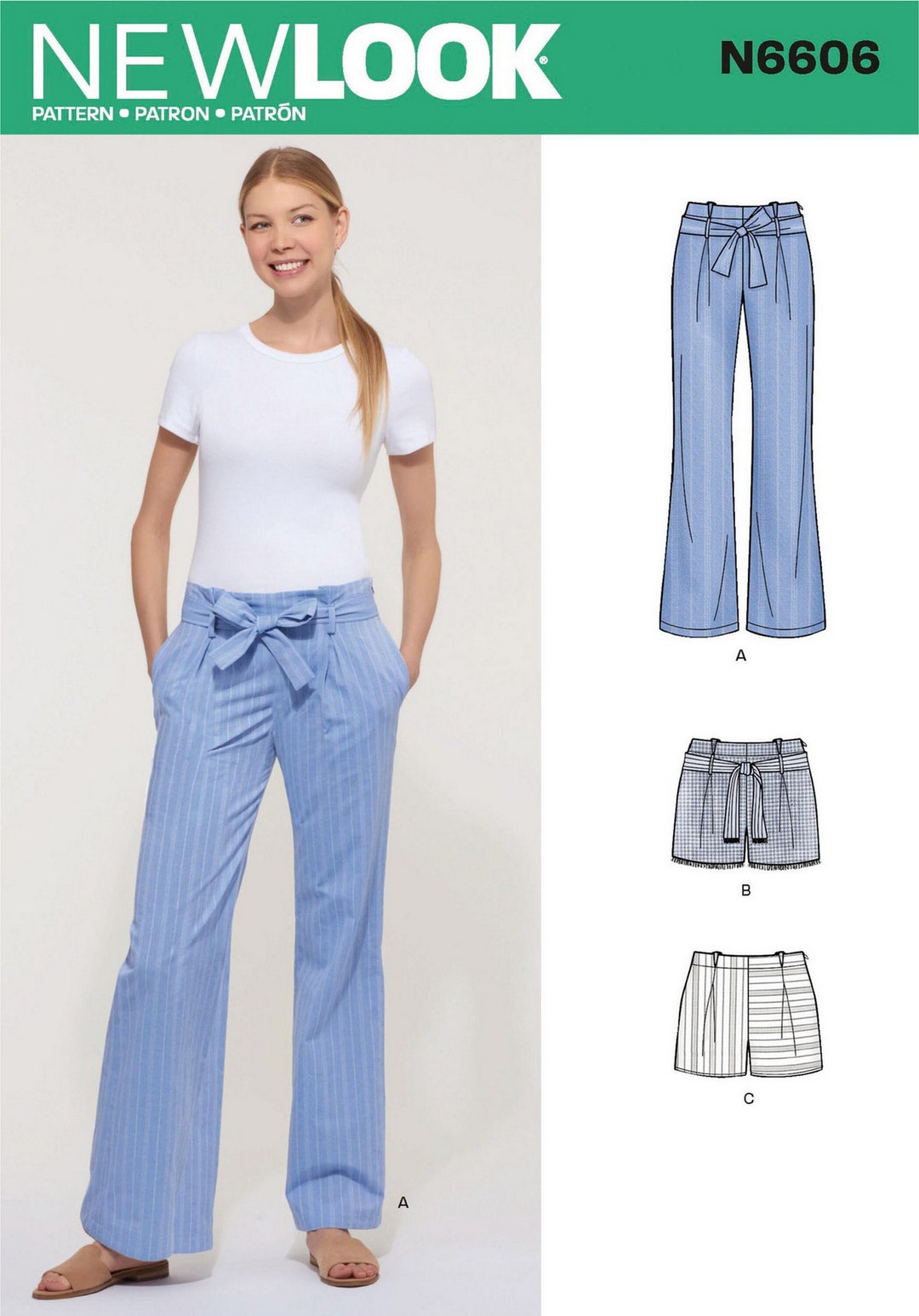 New Look N6606 Sewing Pattern Misses Pants and Shorts With Side Pockets ...