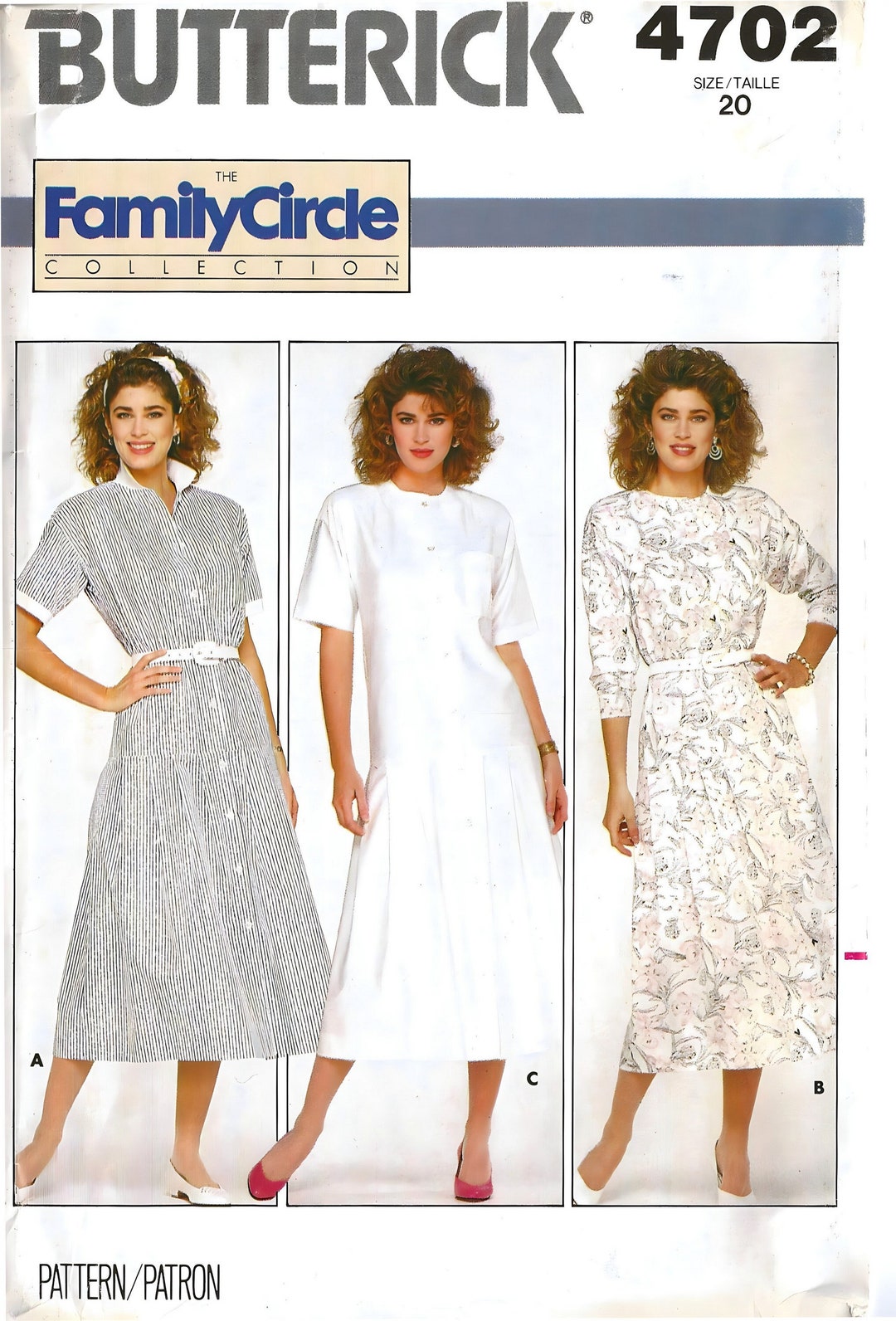 Butterick 4702 Sewing Pattern Misses Vintage 80 Loose Fitting Drop ...