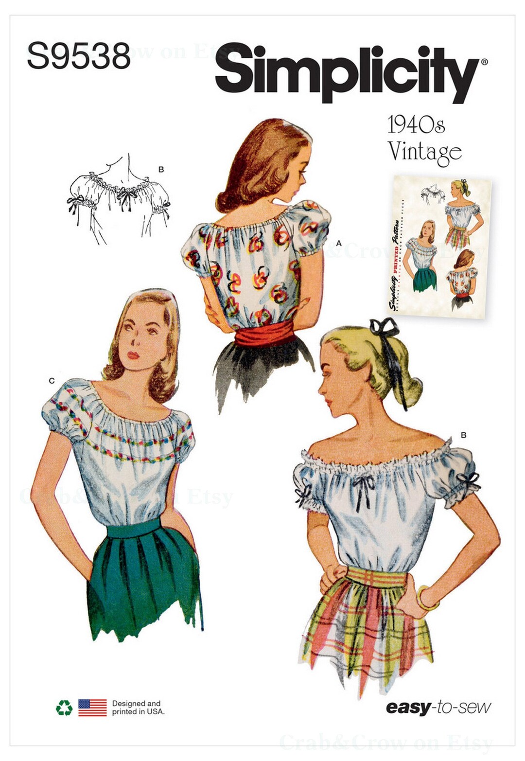 Simplicity S9538 Sewing Pattern for Misses Vintage 40s Reproduction ...
