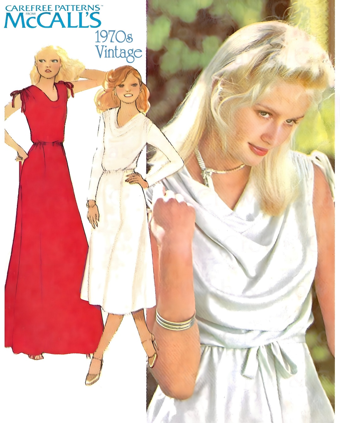 Mccalls 6177 Sewing Pattern Misses Vintage 70s Knit Pullover Dress or ...