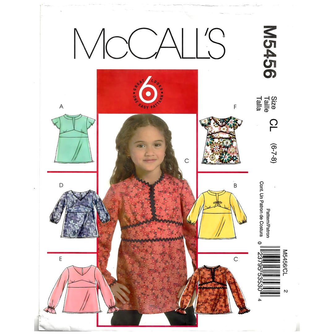 Mccalls M5456 Sewing Pattern Girls Midriff Tops With Sleeve Variations ...