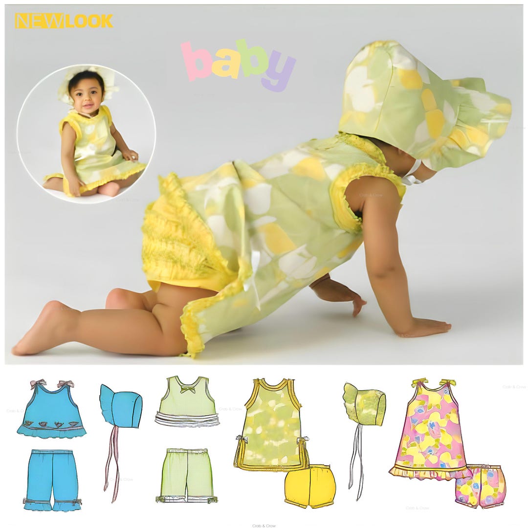 New Look 6394 Sewing Pattern for Babies Dresses Tops Pants and Bonnet ...