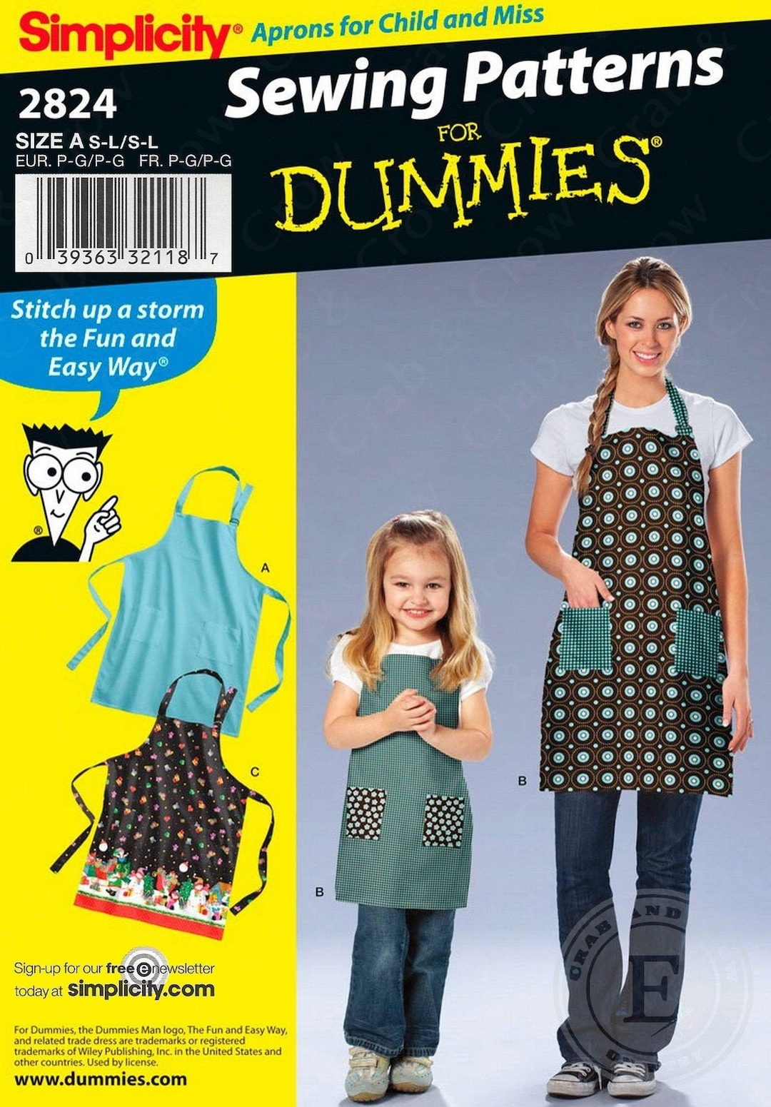 Simplicity 2824 Sewing Pattern for Misses and Childs Aprons Mother ...