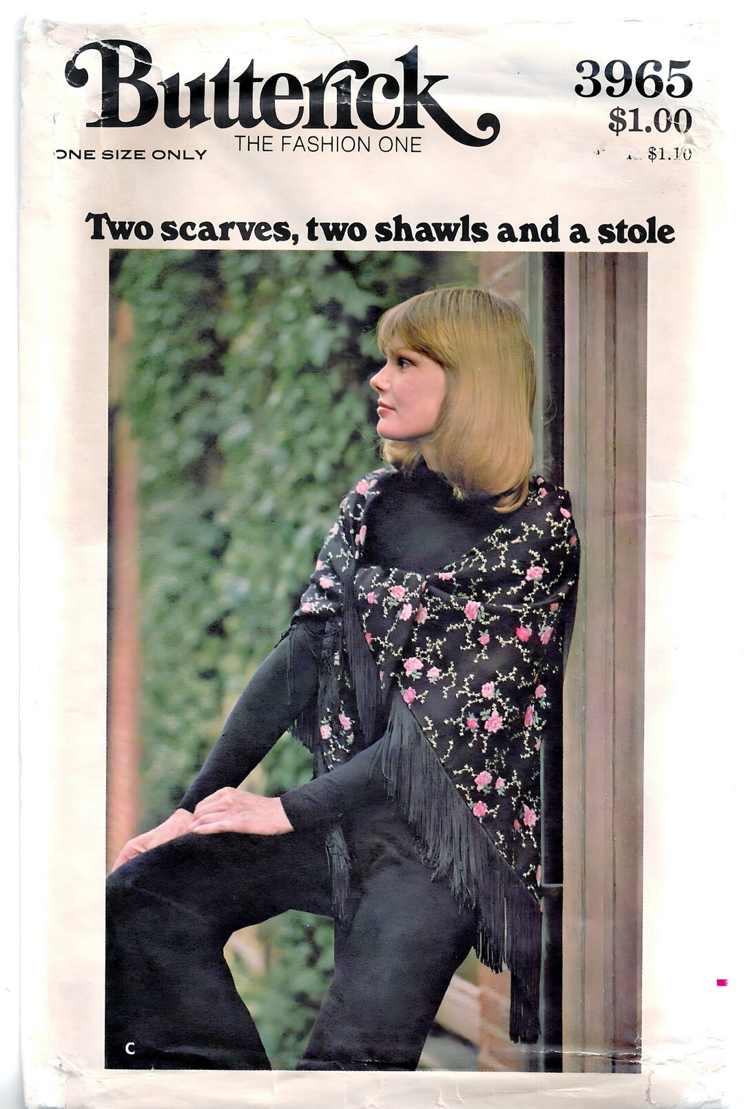 Butterick 3965 Sewing Pattern Misses Vintage 70s Two Scarves Two Shawls ...