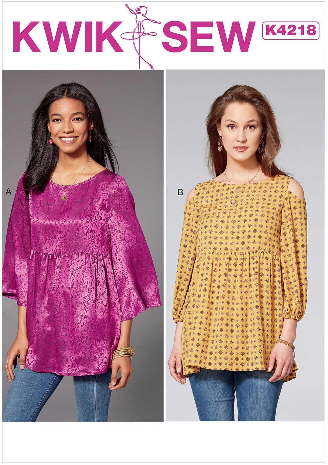Kwik Sew K4218 Sewing Pattern for Misses Pullover High Waist Tops With ...