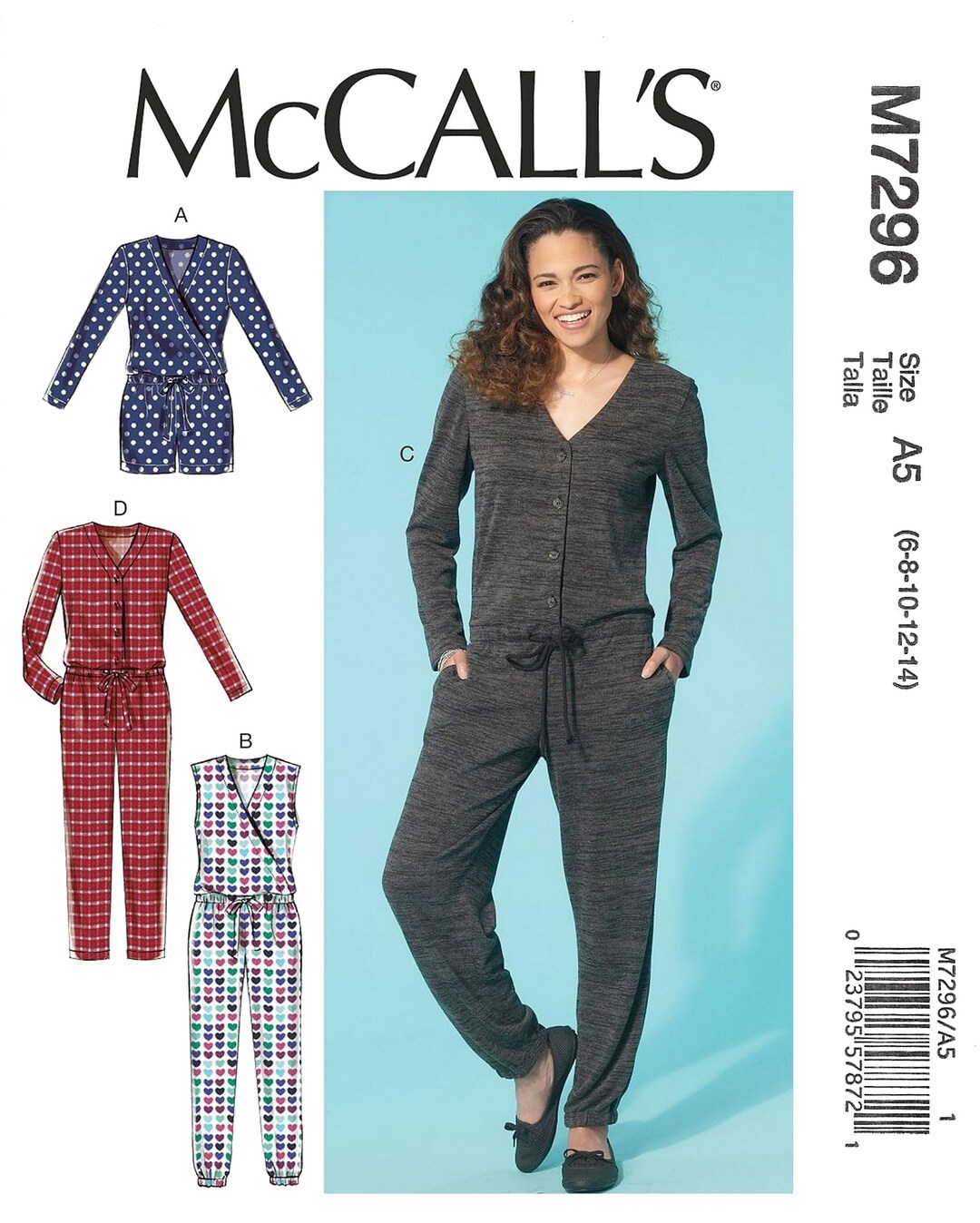Mccalls M7296 Sewing Pattern Misses Loose Fitting Drop Waist Romper and ...