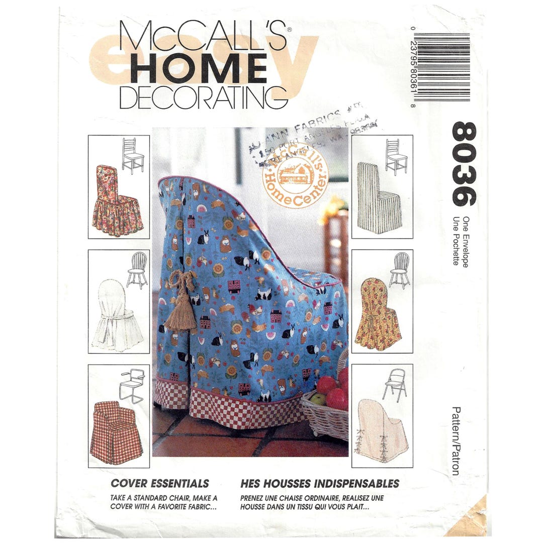 Mccalls 8036 Sewing Pattern for Chair Covers Mccalls Home Decorating ...
