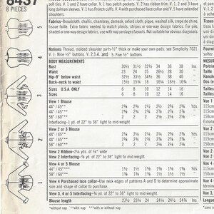 Simplicity 8437 Sewing Pattern Misses Vintage 80s Set of Button Front ...